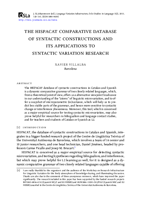 (PDF) The HISPACAT comparative database of syntactic constructions and its applications to ...