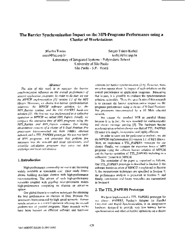 Pdf Barrier Synchronization Effects On Mpi Performance