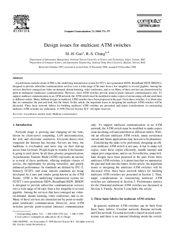 Pdf Design Issues For Multicast Atm Switches