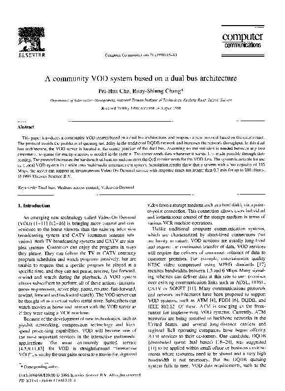 (PDF) A community VOD system based on a dual bus architecture