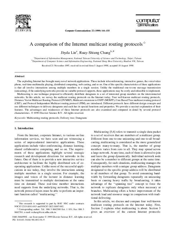(PDF) A Comparison of the Internet Multicast Routing Protocols