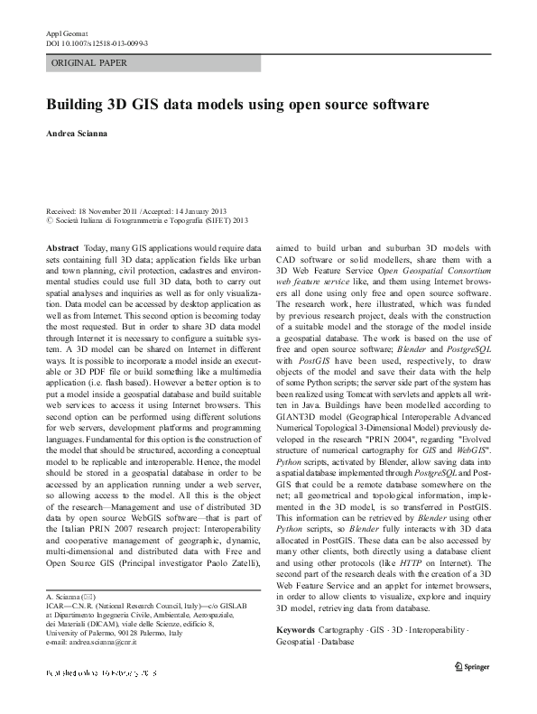 (PDF) Building 3D GIS data models using open source software