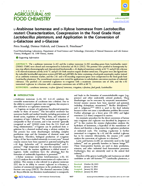 (PDF) l -Arabinose Isomerase and d -Xylose Isomerase from Lactobacillus reuteri ...