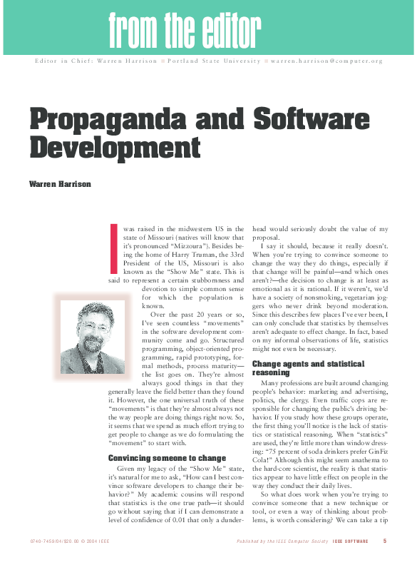 (PDF) From the Editor: Propaganda and Software Development