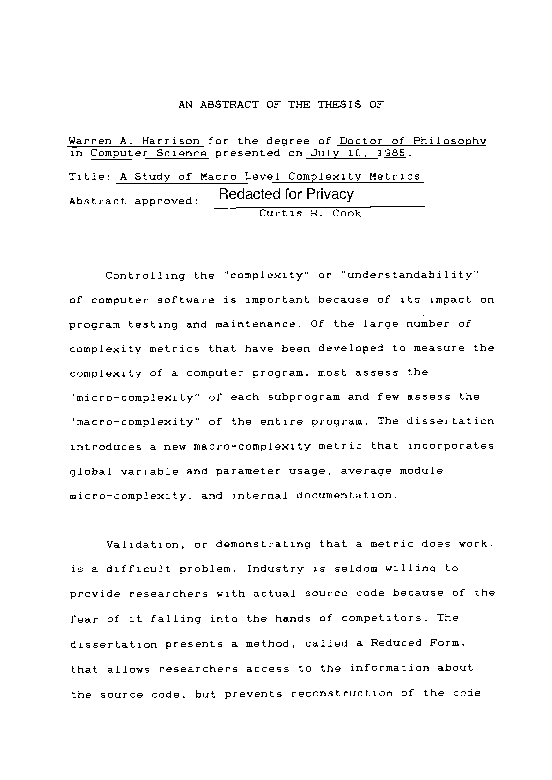 (PDF) A study of macro level complexity metrics