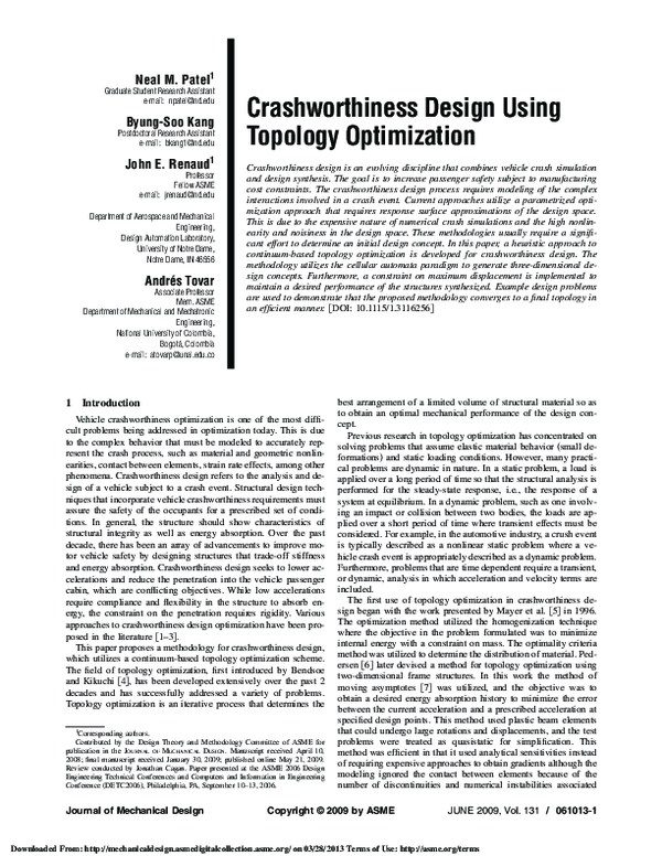 (PDF) Crashworthiness design using topology optimization