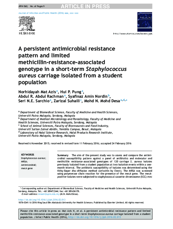 (PDF) A persistent antimicrobial resistance pattern and limited methicillin-resistance ...