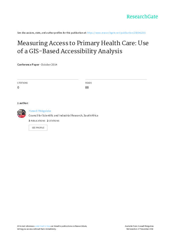 (PDF) Measuring Access to Primary Health Care: Use of a GIS-Based ...