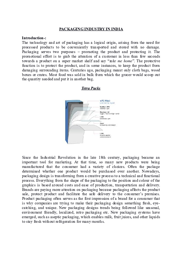 (DOC) PACKAGING INDUSTRY IN INDIA