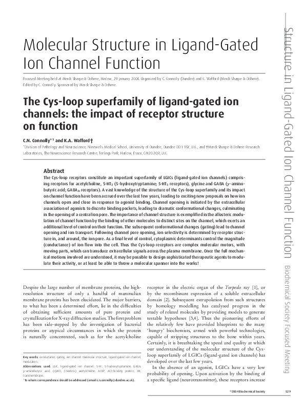 (PDF) The Cys-loop superfamily of ligand-gated ion channels: the impact ...