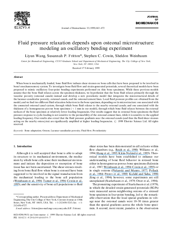 (PDF) Fluid pressure relaxation depends upon osteonal microstructure ...