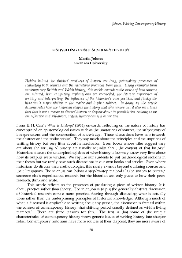 (PDF) On Writing Contemporary History