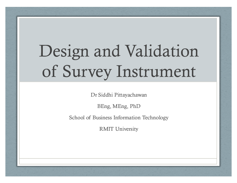 (PPT) Design and validation of survey instrument