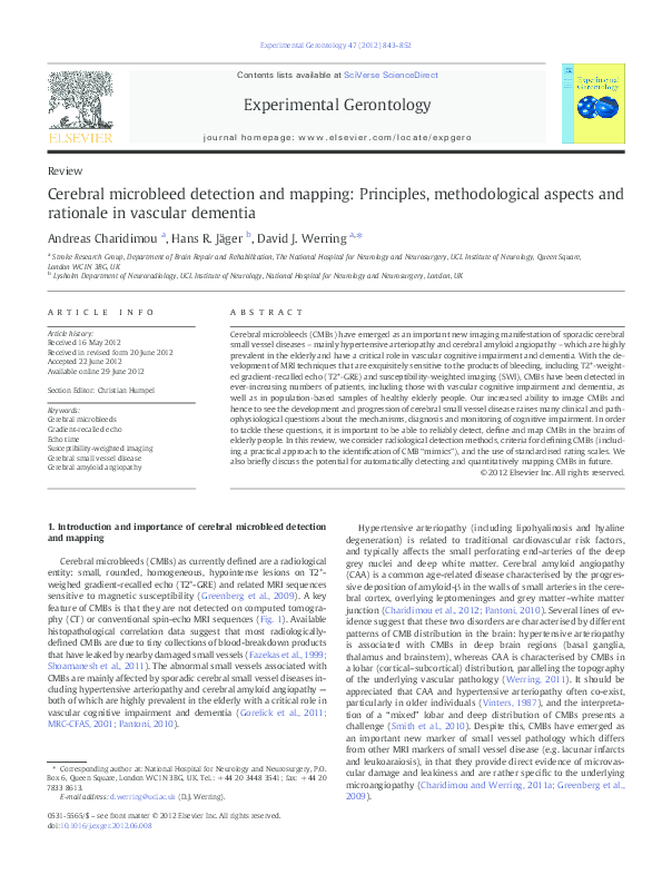 Pdf Cerebral Microbleeds And Cognition Monica Saini