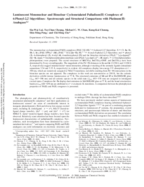 (PDF) Luminescent Mononuclear and Binuclear Cyclometalated Palladium (II) Complexes of 6-Phenyl ...