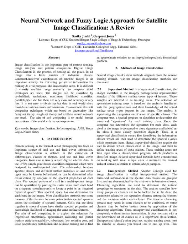 Pdf Neural Network And Fuzzy Logic Approach For Satellite Image Classification A Review