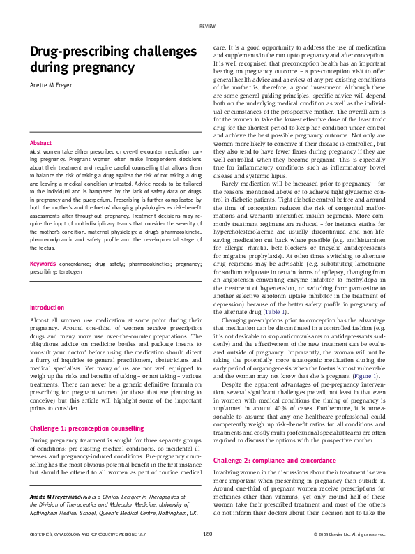 (PDF) Pregnancy Drug Prescribing Challenges