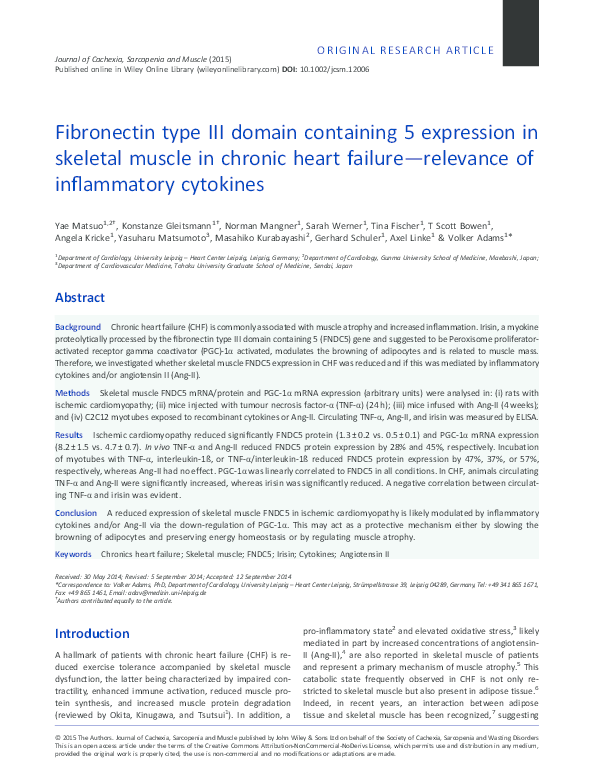 (PDF) Skeletal muscle inflammation and atrophy in heart failure | Kory ...