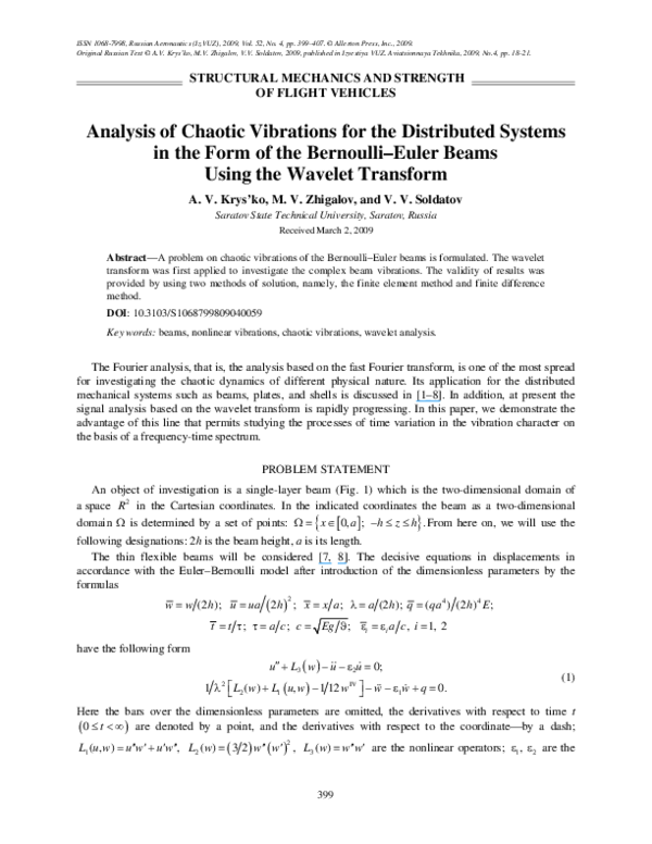(PDF) Analysis of chaotic vibrations for the distributed systems in the form of the Bernoulli ...