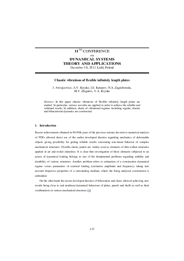 Pdf Chaotic Vibrations Of Flexible Infinitely Length Plates