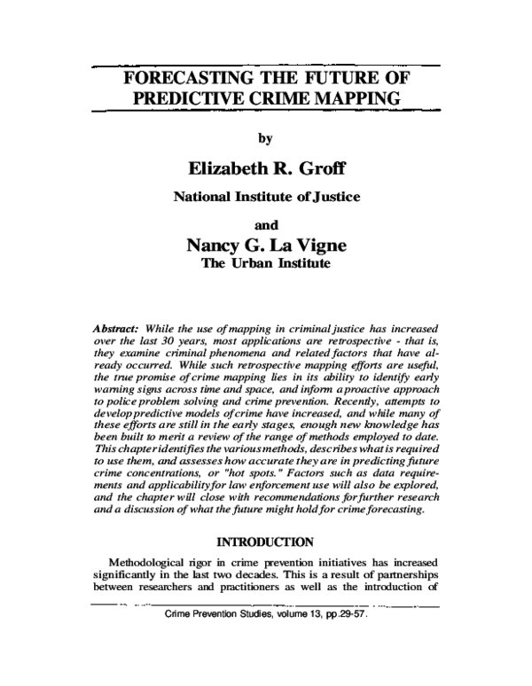 Pdf Forecasting The Future Of Predictive Crime Mapping
