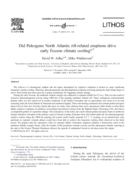 (PDF) Did Paleogene North Atlantic rift-related eruptions drive early ...
