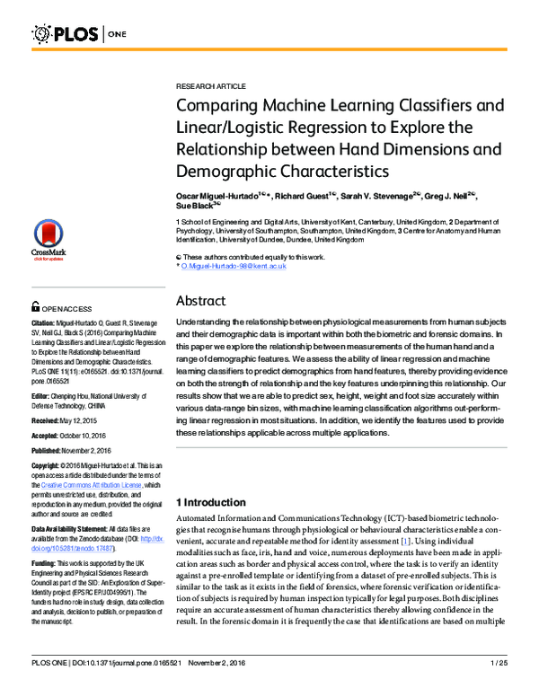 (PDF) Comparing Machine Learning Classifiers and Linear/Logistic Regression to Explore the ...