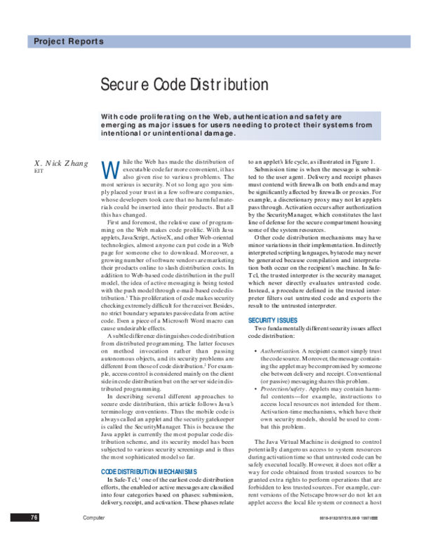 (PDF) Secure code distribution