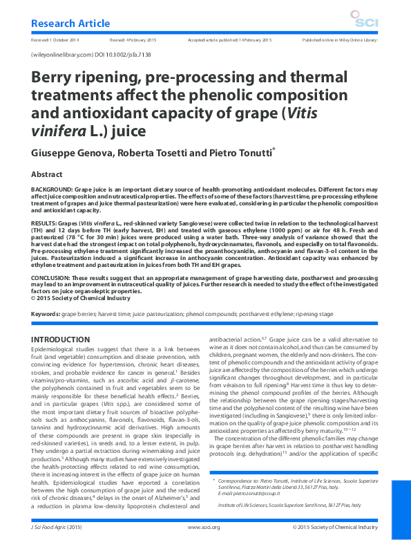 (PDF) Berry ripening, pre-processing and thermal treatments affect the phenolic composition and ...