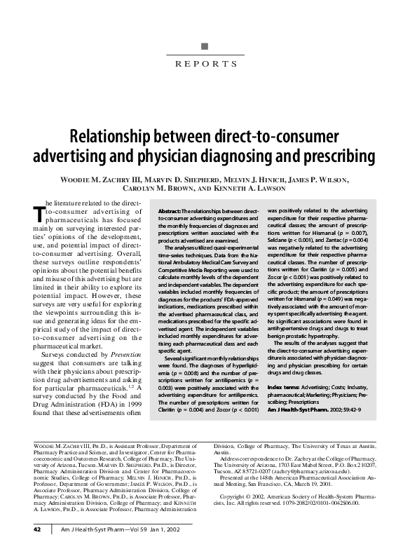 (PDF) Relationship between Direct-to-Consumer Advertising and Physician ...