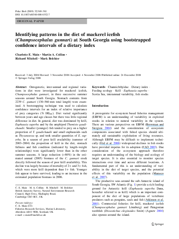 (PDF) Identifying patterns in the diet of mackerel icefish ...