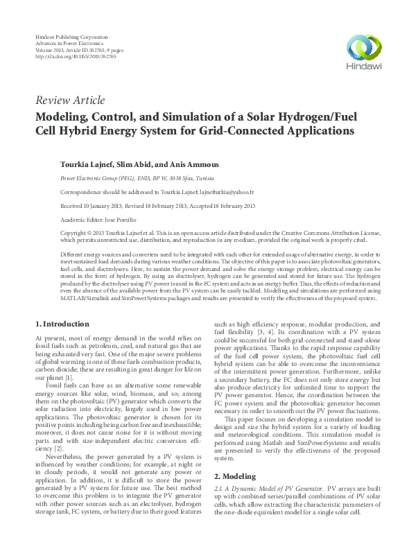 (PDF) Modeling, Control, and Simulation of a Solar Hydrogen/Fuel Cell ... (PDF) Modeling, Control, and Simulation of a Solar Hydrogen/Fuel Cell ...