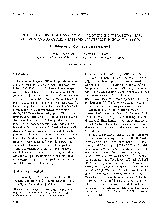 (PDF) Subcellular distribution of cyclic AMP-dependent protein kinase ...