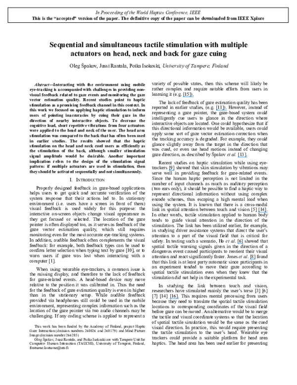 (PDF) Sequential and simultaneous tactile stimulation with multiple ...