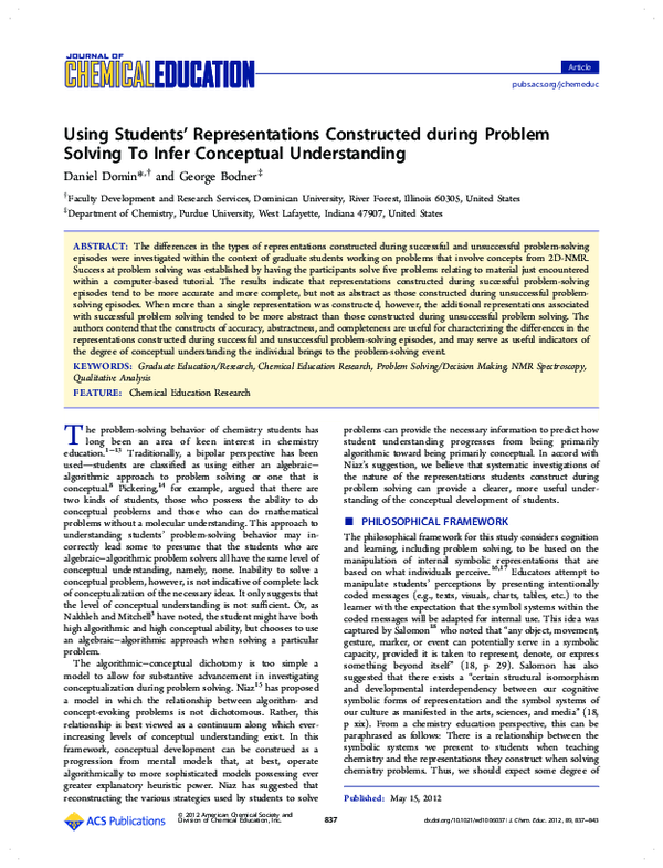 (PDF) Using Students' Representations Constructed during Problem Solving To Infer Conceptual ...