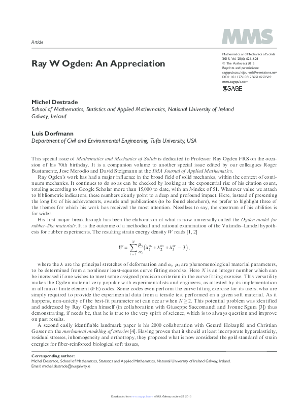 (PDF) Ray W Ogden: An Appreciation