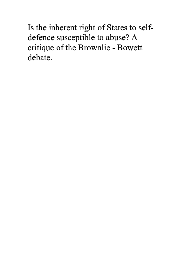 (DOC) Is the inherent right of States to self-defence susceptible to ...