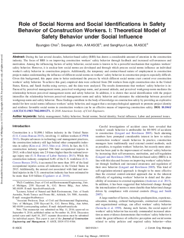 (PDF) Role of Social Norms and Social Identifications in Safety ...