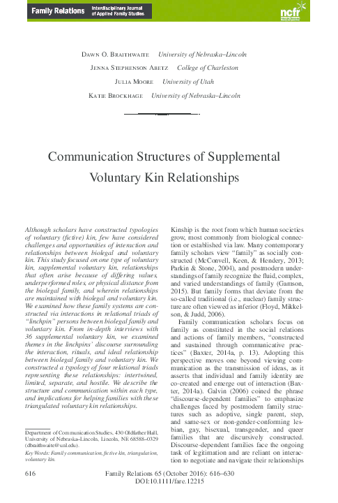 (PDF) Communication Structures of Supplemental Voluntary Kin Relationships