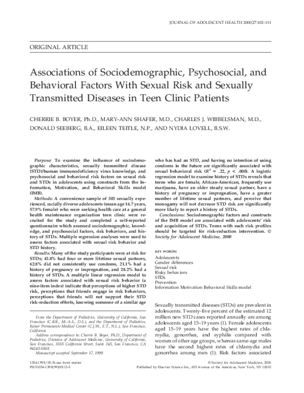 Pdf Adolescent Sexuality And Sexual Behavior Amy Middleman