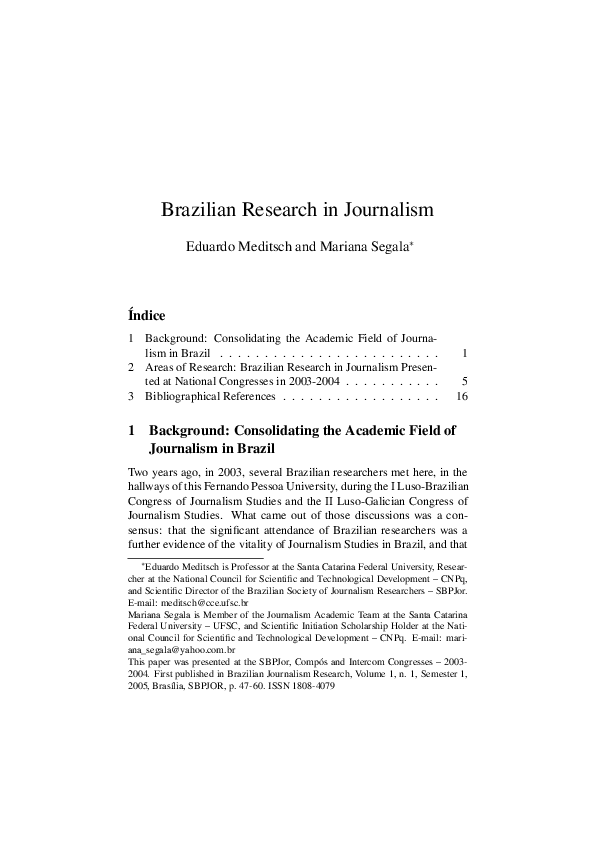 (PDF) Brazilian Research in Journalism