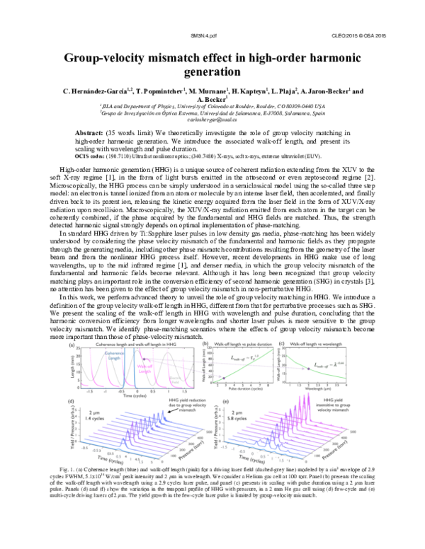 (PDF) Group-velocity mismatch effect in high-order harmonic generation