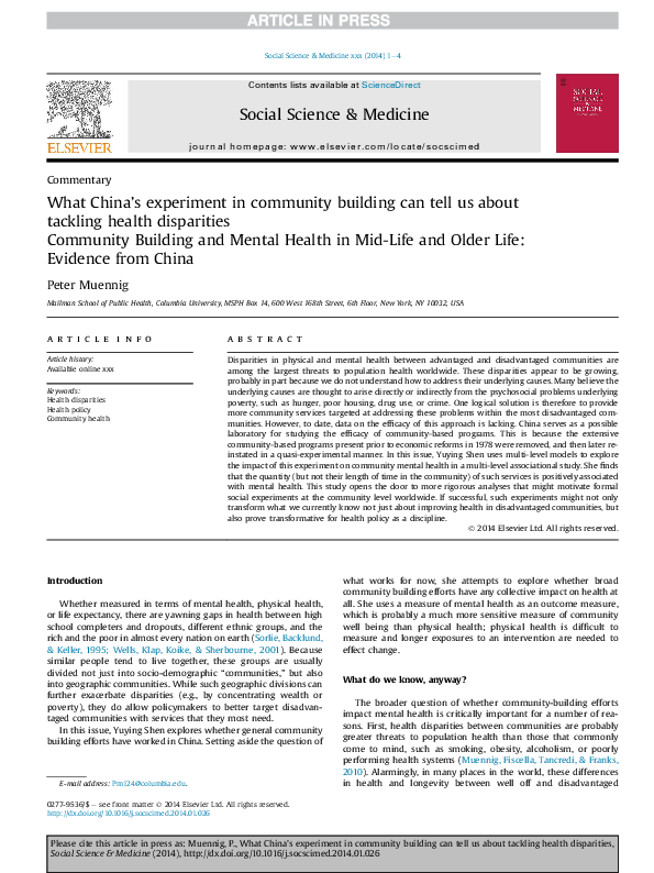 (PDF) What China’s experiment in community building can tell us about ...