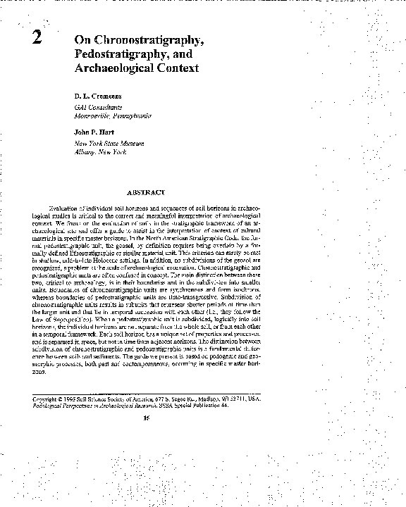 (PDF) On Chronostratigraphy, Pedostratigraphy, and Archaeological Context