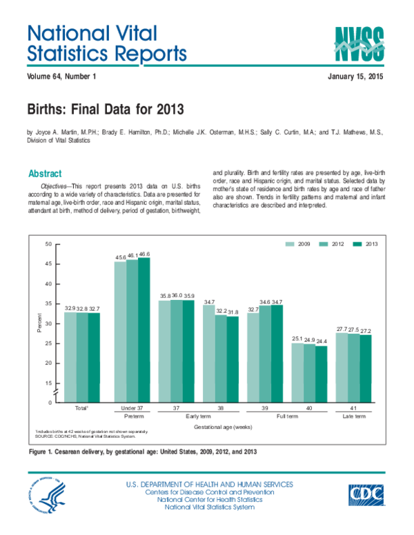 (PDF) National Vital Statistics Reports Births: Final Data for 2013