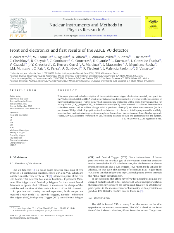 (PDF) Front end electronics and first results of the ALICE V0 detector