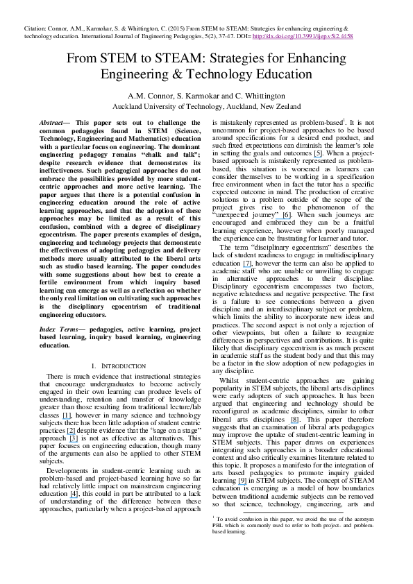 (PDF) From STEM to STEAM: Strategies for Enhancing Engineering ...