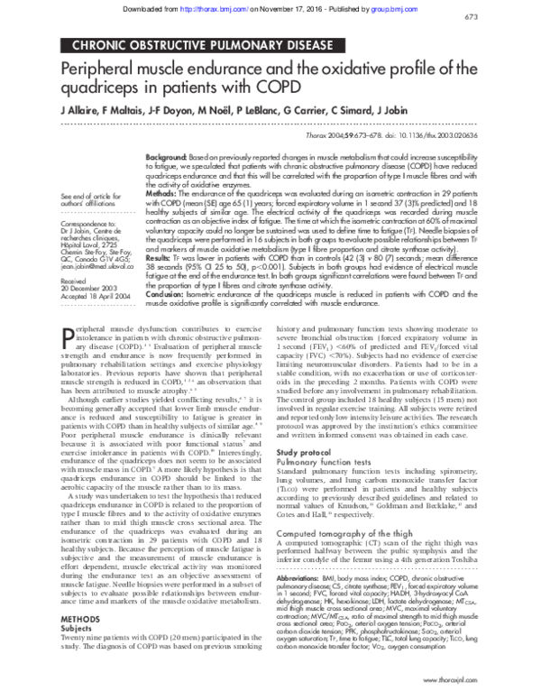(PDF) Peripheral muscle endurance and the oxidative profile of the ...