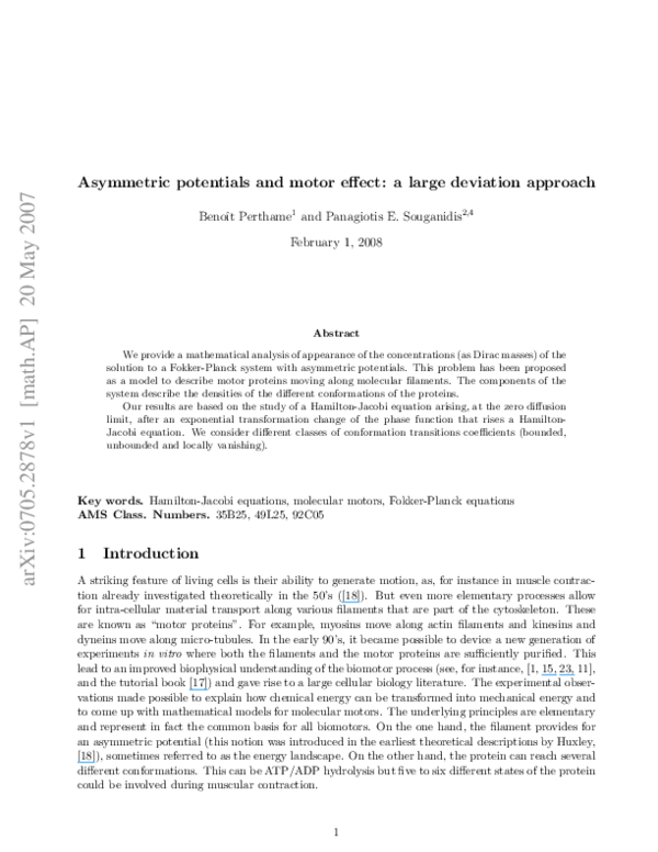(PDF) Asymmetric Potentials and Motor Effect: A Large Deviation Approach