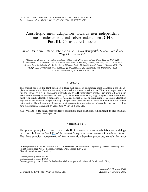 Pdf Anisotropic Mesh Adaptation Towards User Independent Mesh Independent And Solver